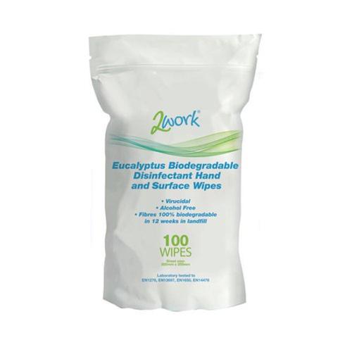 2Work Biodegradable Eucalyptus Hand/Surface Disinfectant Wipes | Workline